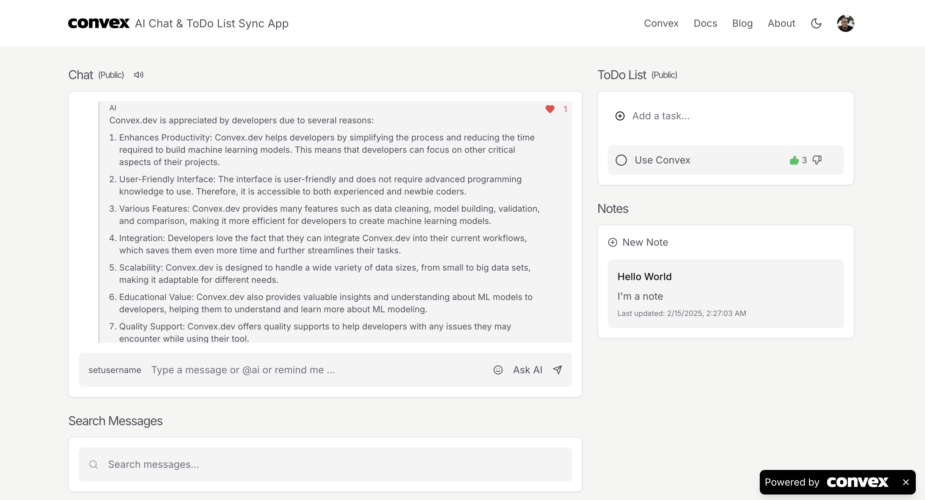Sync Engine - Convex database - Realtime Chat & Reminders with AI Open Source Demo Sync App